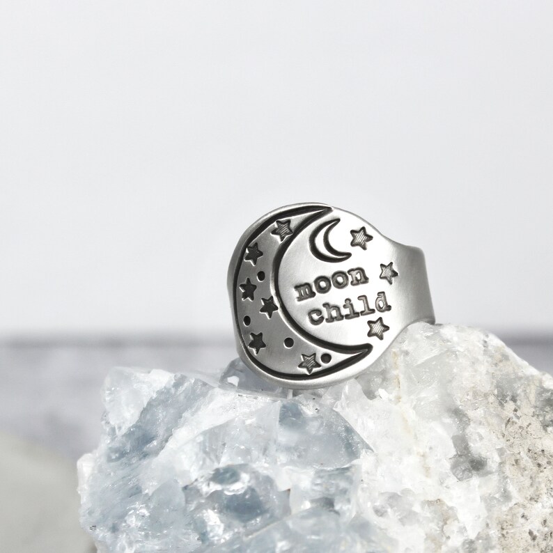 Moon Child Ring - Crescent Moon Ring - Moon & Stars Ring - Statement ...