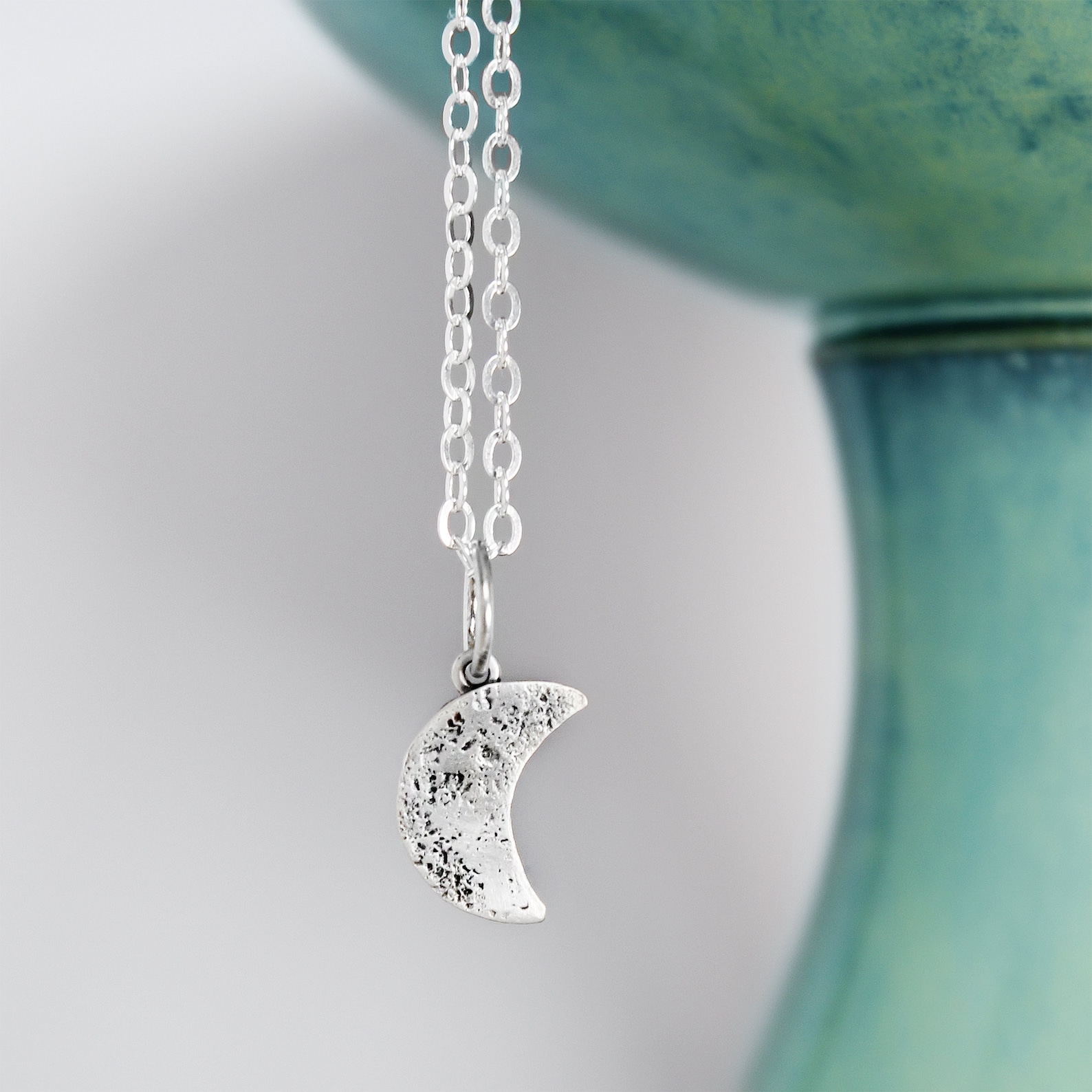 Silver Moon Necklace - Moon Jewelry - Half Moon Necklace - Etsy