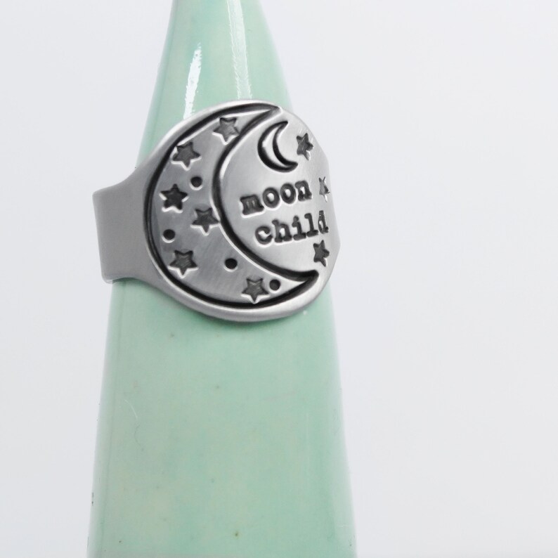 Moon Child Ring Crescent Moon Ring Moon & Stars Ring - Etsy
