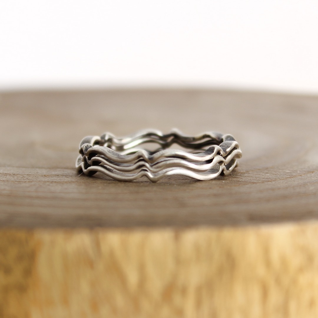 Thin Stacking Rings - Sterling Silver Stacking Rings - Silver Wave ...