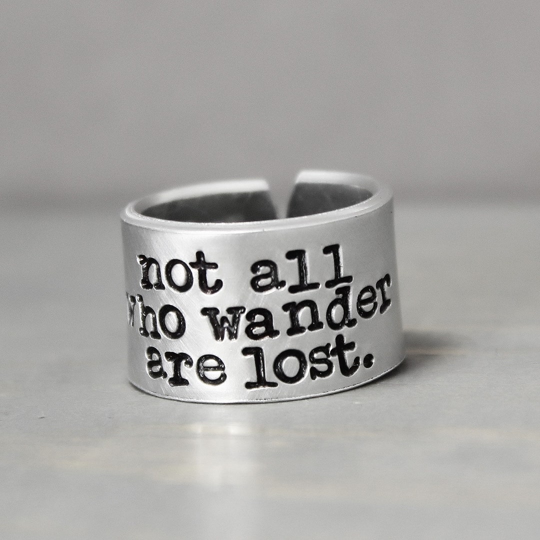 Not All Who Wander Ring - Inspiration Ring - Compass Ring - Handstamped ...