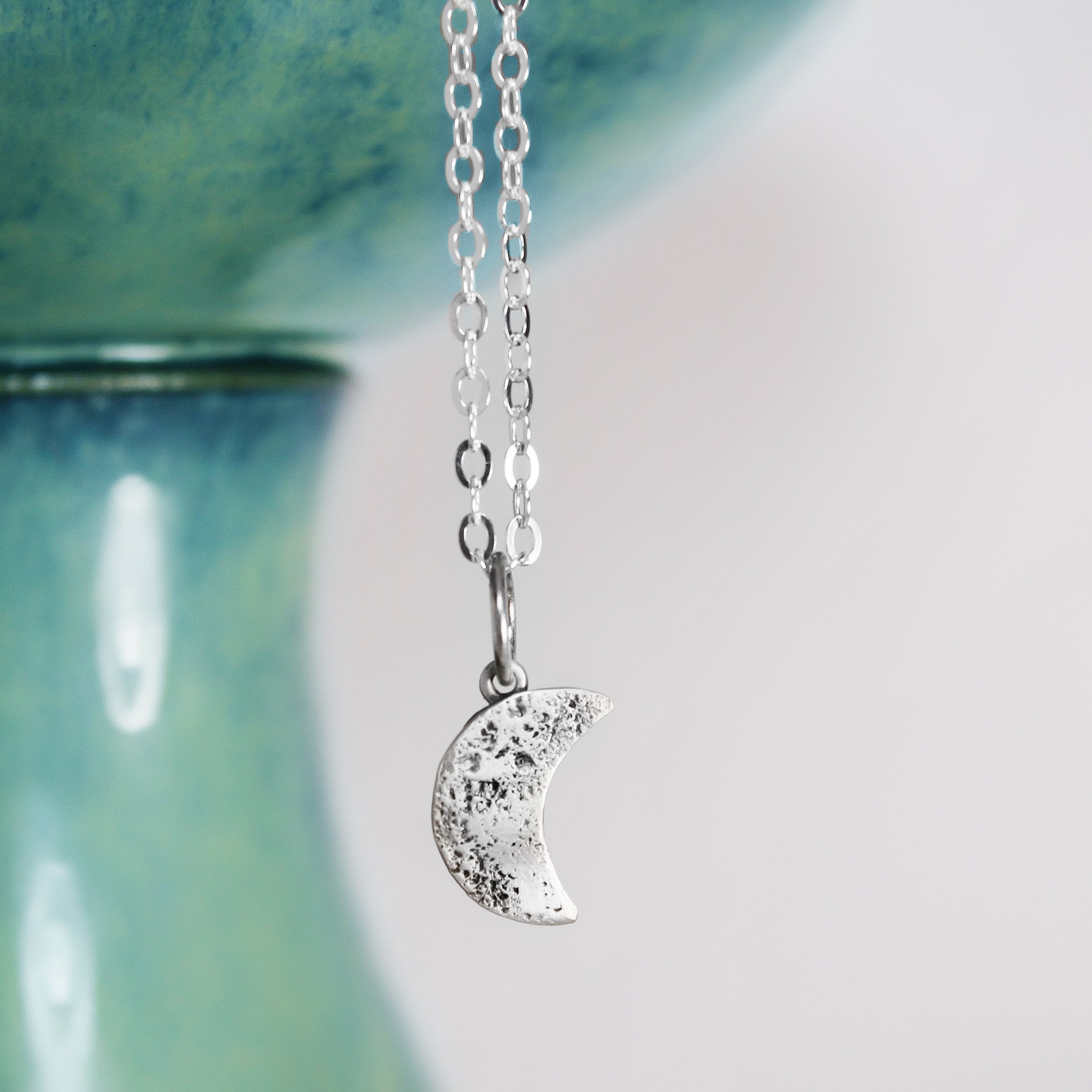 Silver Moon Necklace Moon Jewelry Half Moon Necklace | Etsy