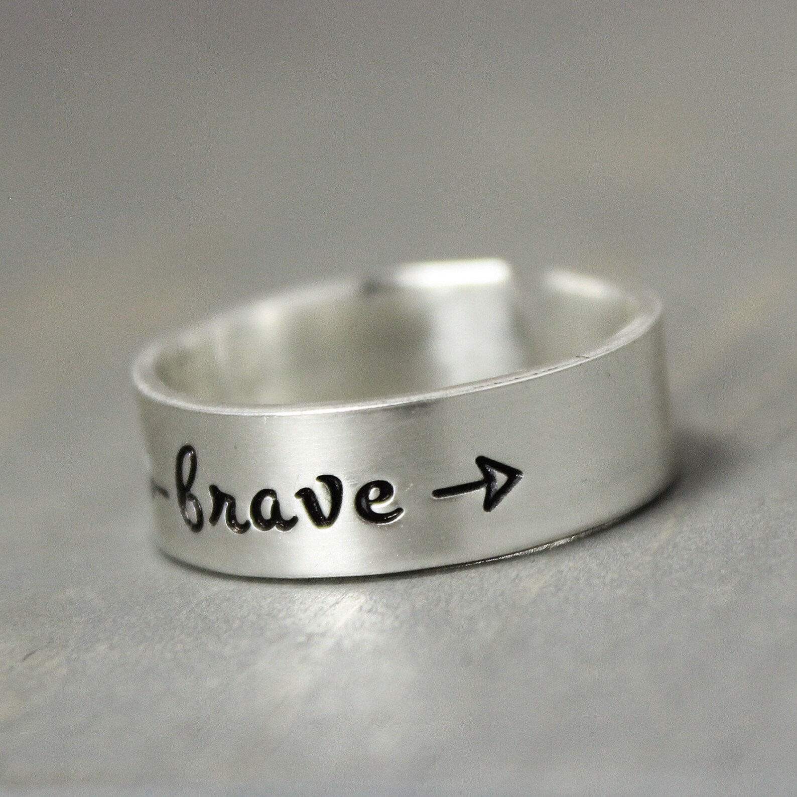 Brave Ring - Sterling Silver Inspirational Ring - Silver Arrow Ring - Etsy