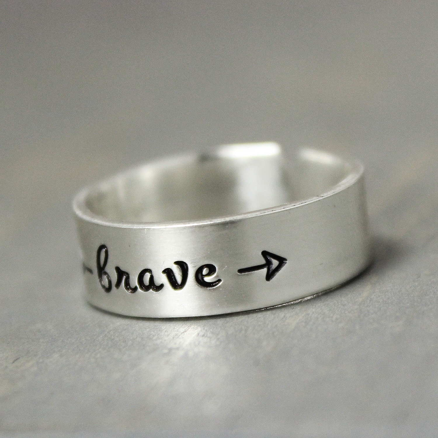 Brave Ring - Sterling Silver Inspirational Ring - Silver Arrow Ring - Etsy