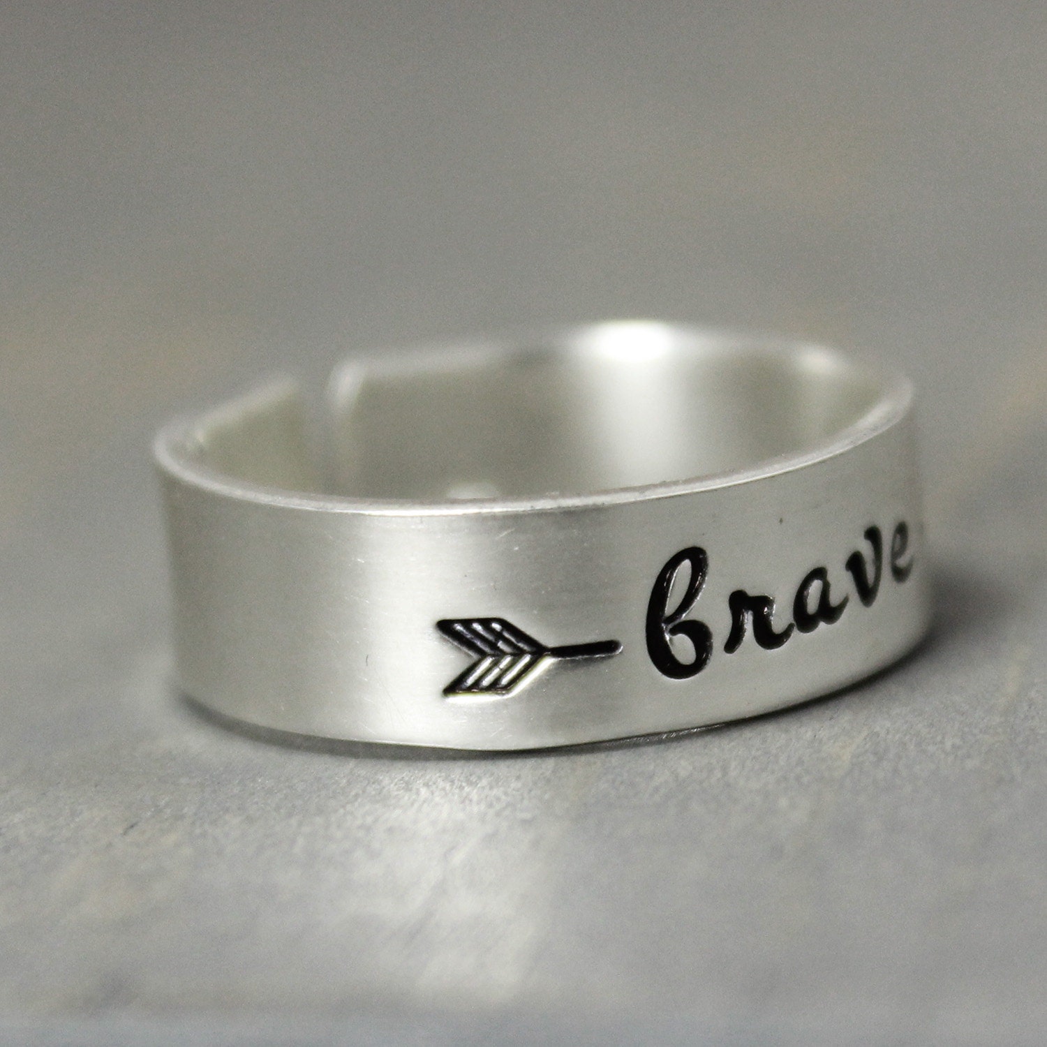 Brave Ring - Sterling Silver Inspirational Ring - Silver Arrow Ring - Etsy