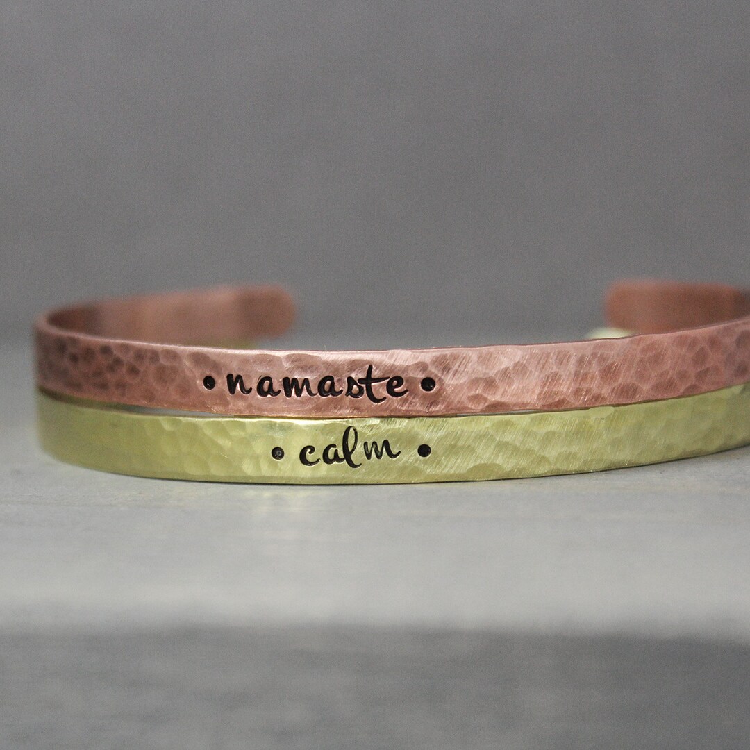 Namaste Bracelet Mantra Bracelet - Mindfulness Gift - Hand Stamped Cuff ...