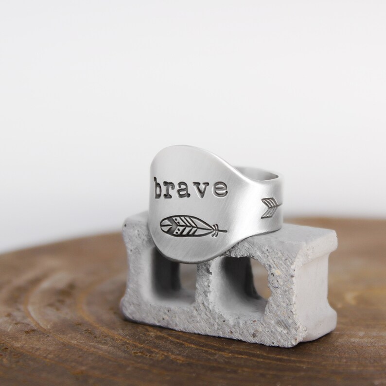 Brave Ring Inspiration Ring Handstamped Jewelry - Etsy