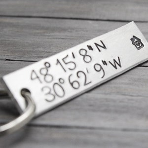 Latitude Longitude Key Chain, Coordinate Key Chain, Custom Coordinates ...