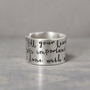 Silver Inspirational Ring - Sterling Silver Quote Ring - Personalized ...