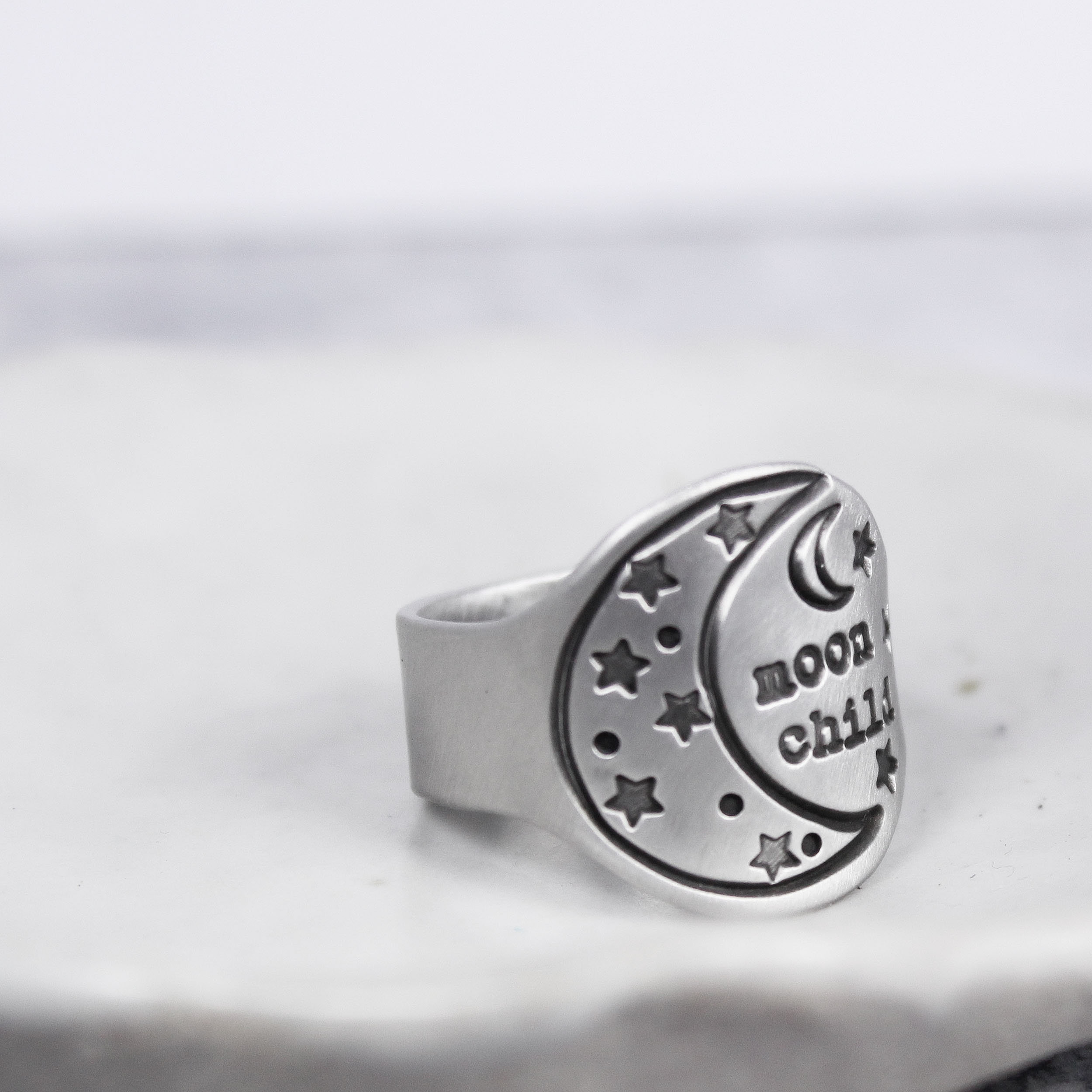 Moon Child Ring Crescent Moon Ring Moon & Stars Ring | Etsy