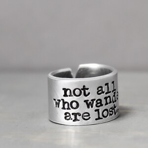Not All Who Wander Ring - Inspiration Ring - Compass Ring - Handstamped ...