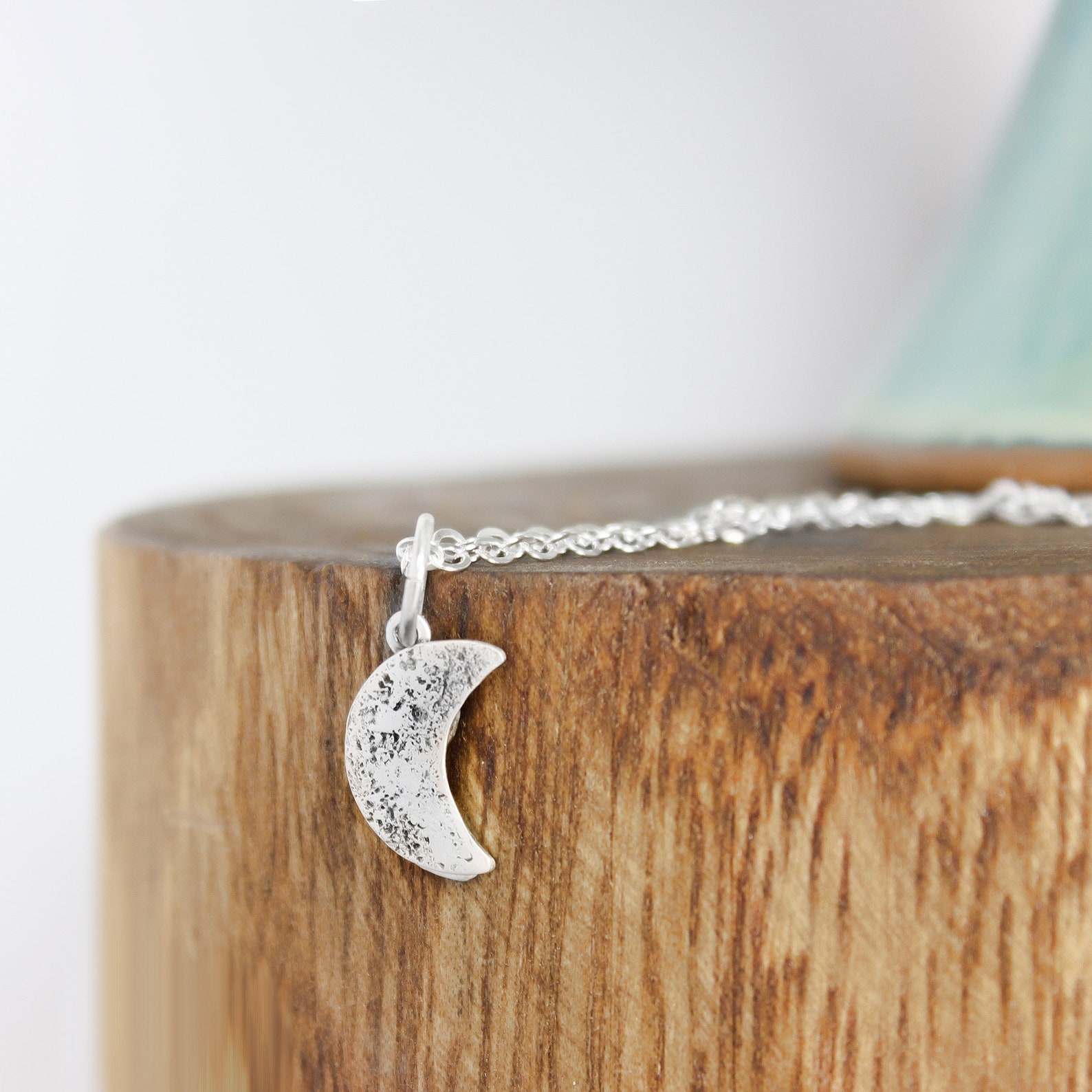 Silver Moon Necklace - Moon Jewelry - Half Moon Necklace - Etsy