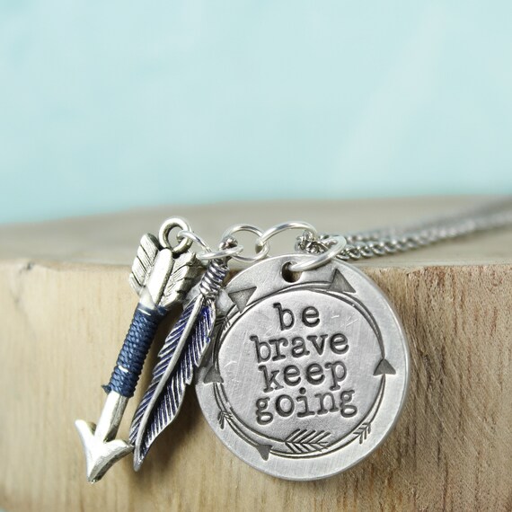 Be Brave Necklace Inspiration Necklace Purple Feather | Etsy