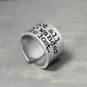 Not All Who Wander Ring - Inspiration Ring - Compass Ring - Handstamped ...