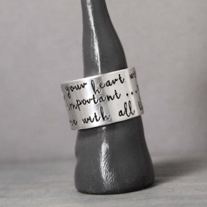 Silver Inspirational Ring - Sterling Silver Quote Ring - Personalized ...