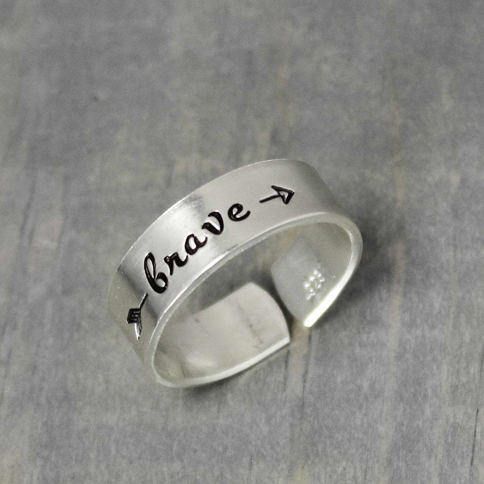 Brave Ring Sterling Silver Inspirational Ring Silver Arrow Ring - Etsy