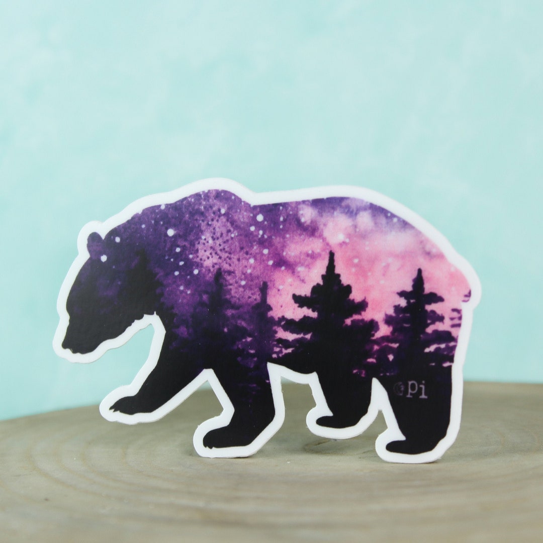 Forest Bear Sticker, Cute Nature Sticker, Nature Laptop Stickers, Vinyl ...