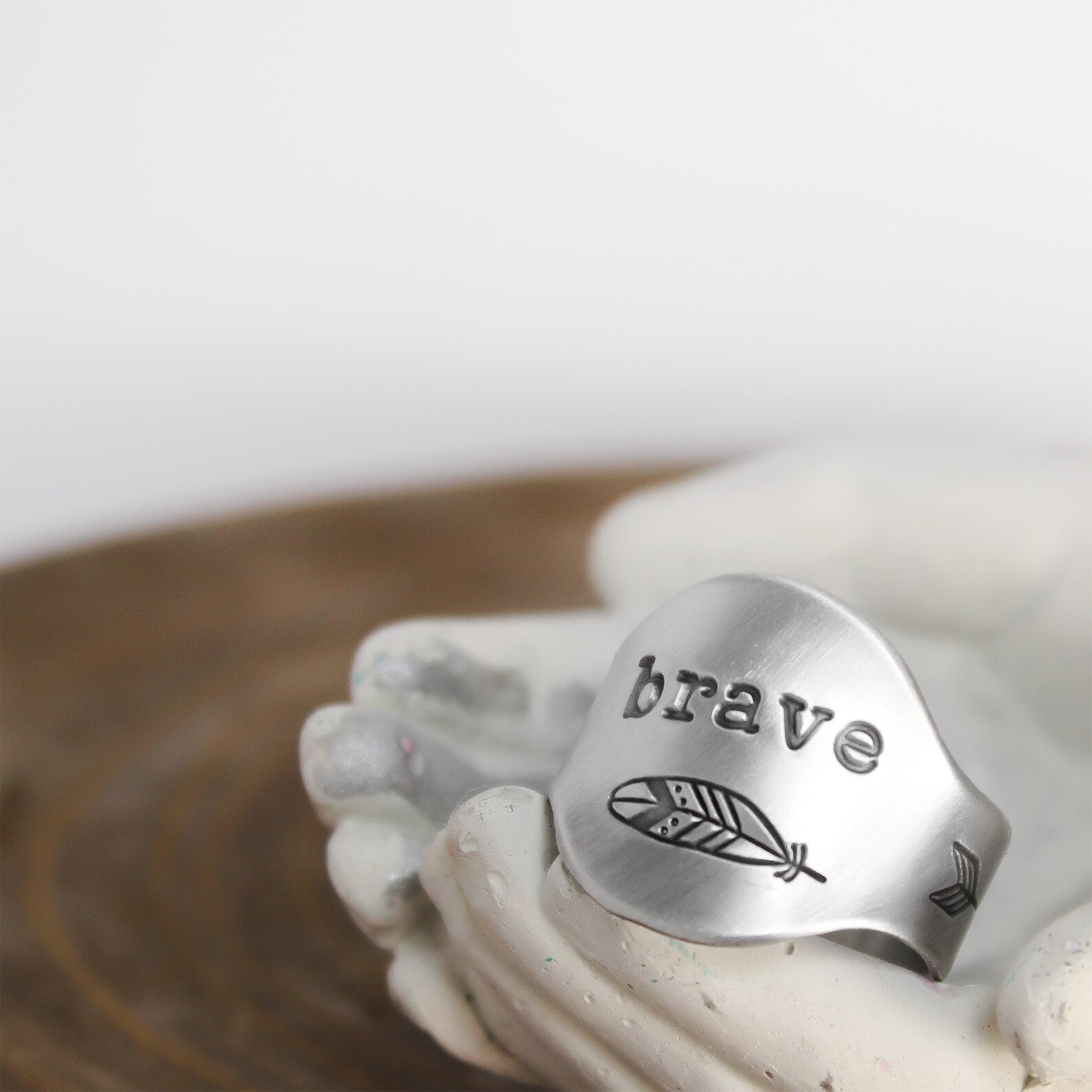 Brave Ring - Inspiration Ring - Handstamped Jewelry - Mindfulness Gift ...