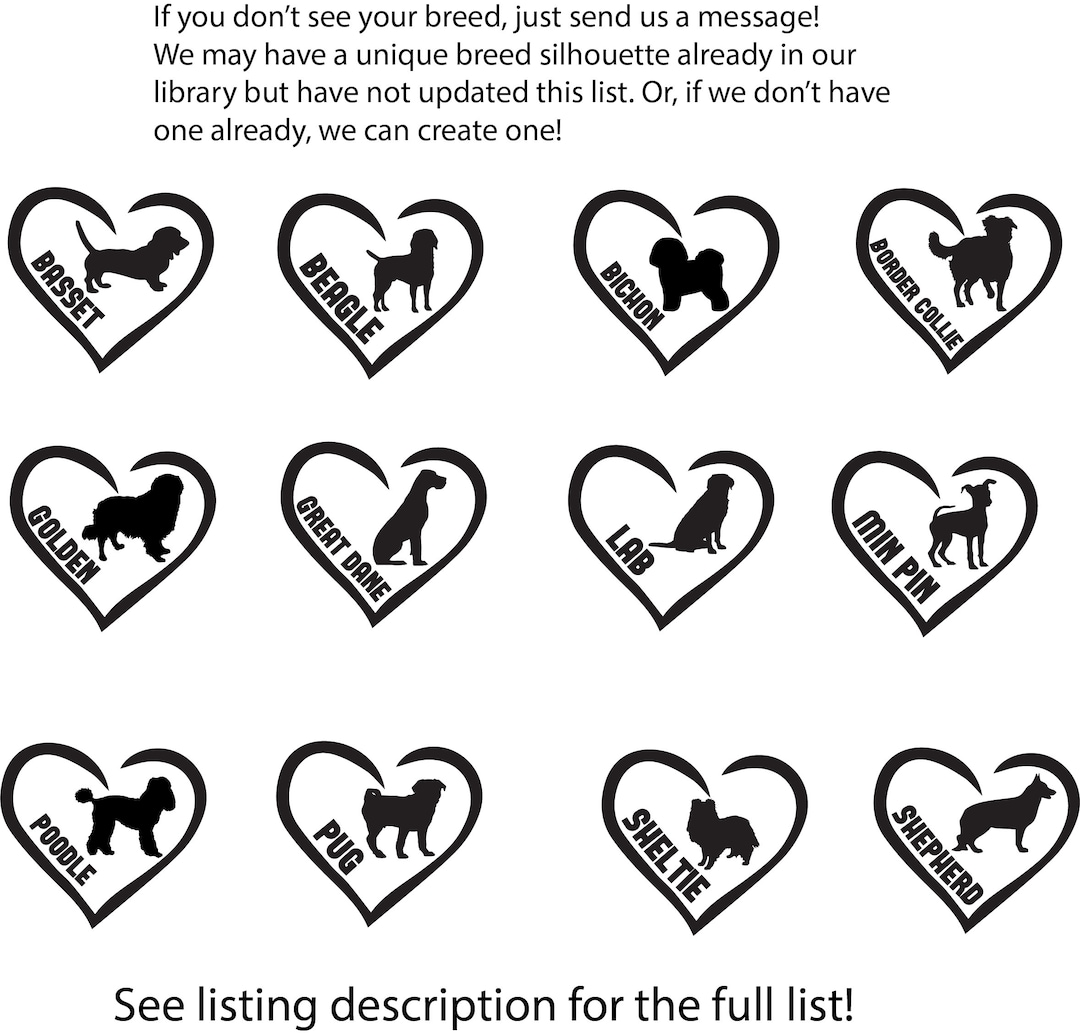 Dog Car Decal, Dog Breed Decals, Dog Name Decal, Custom Pet Stickers ...