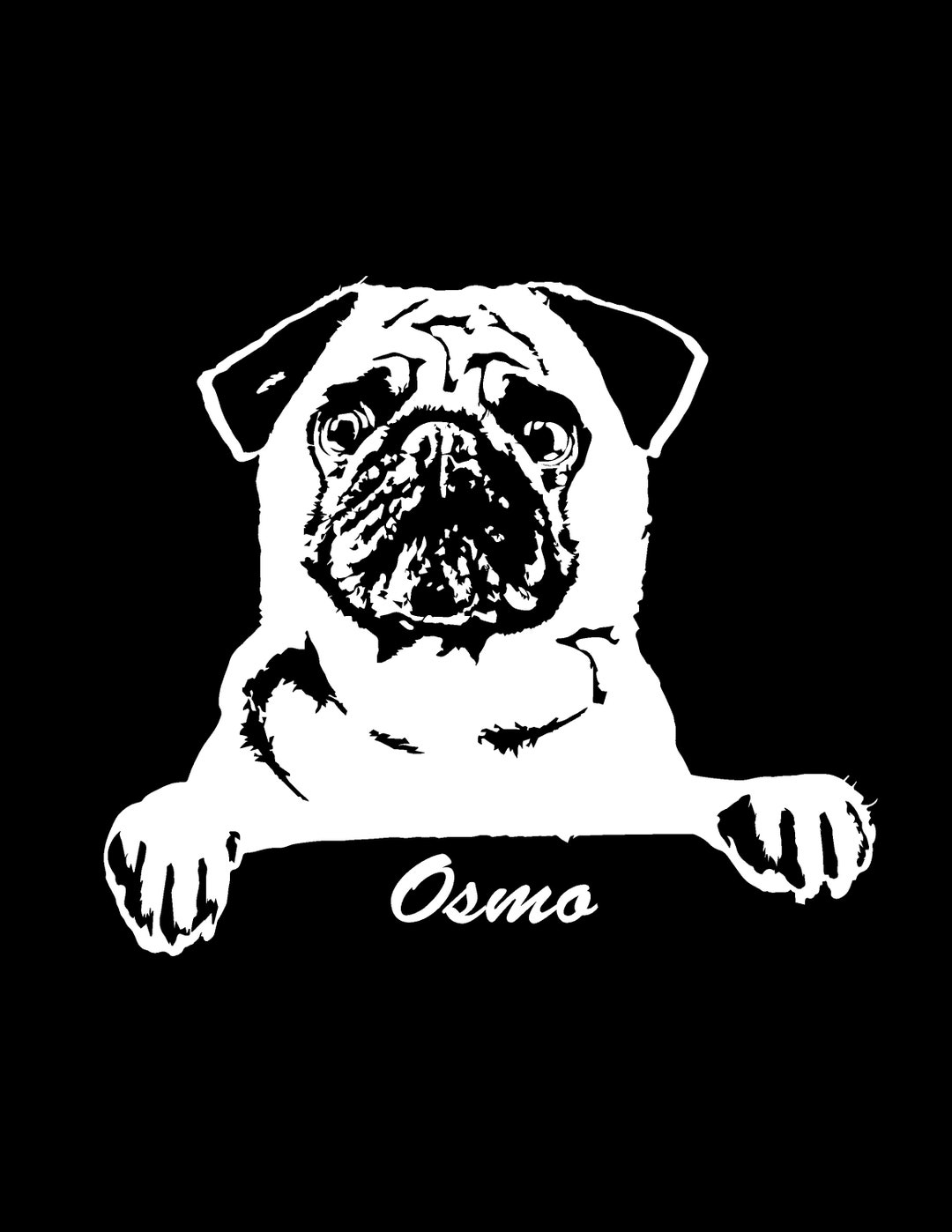 Pug, Pug Decal, Pug Car Decal, Personalized Dog Decal, Personalized Dog ...