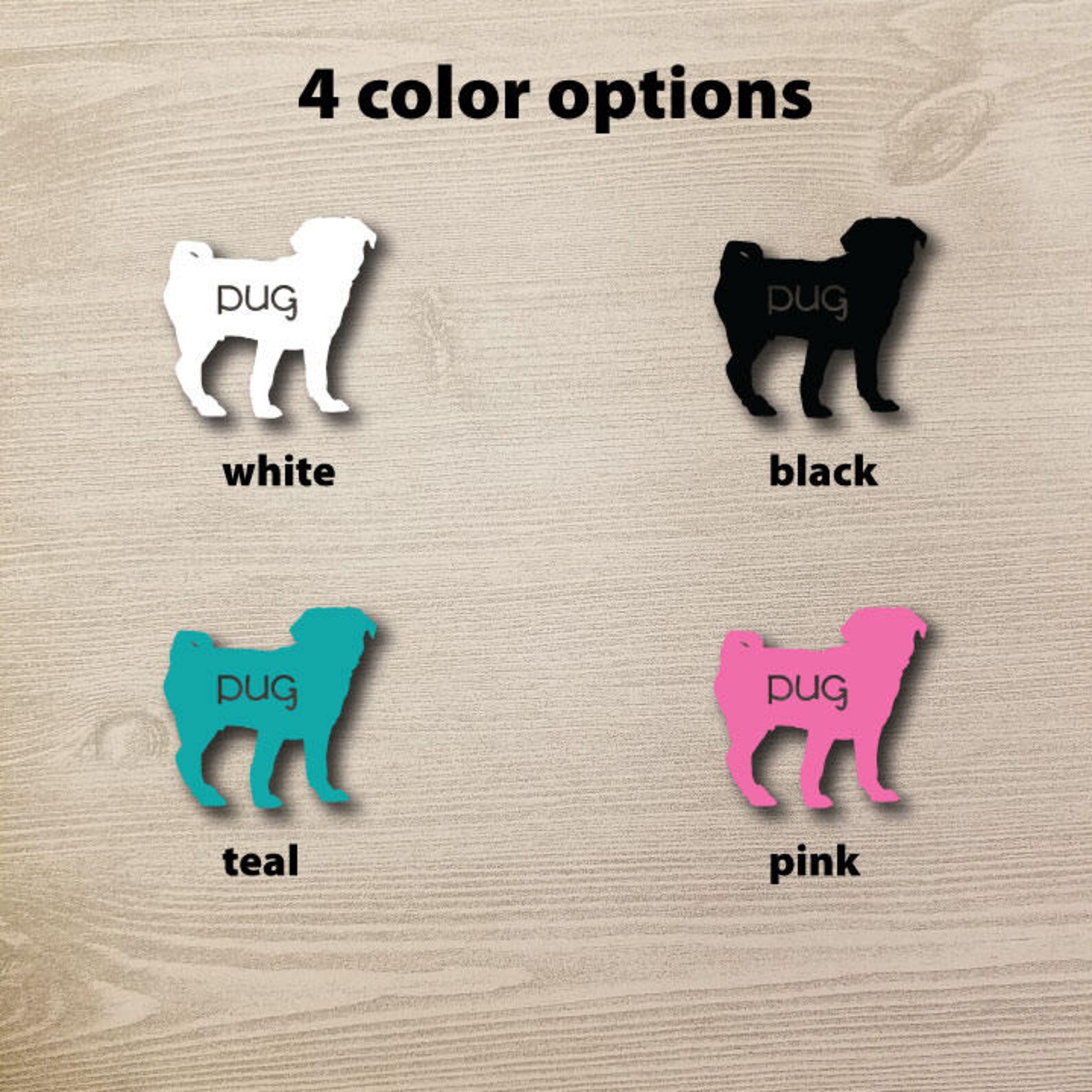 Pug Decal Pug Car Decal Pug Sticker Dog Breed Stickers Dog - Etsy