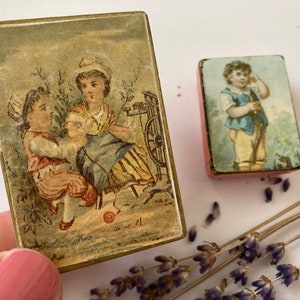 Antique Cardboard Jewelry Boxes With Lithographs of Victorian Children ...