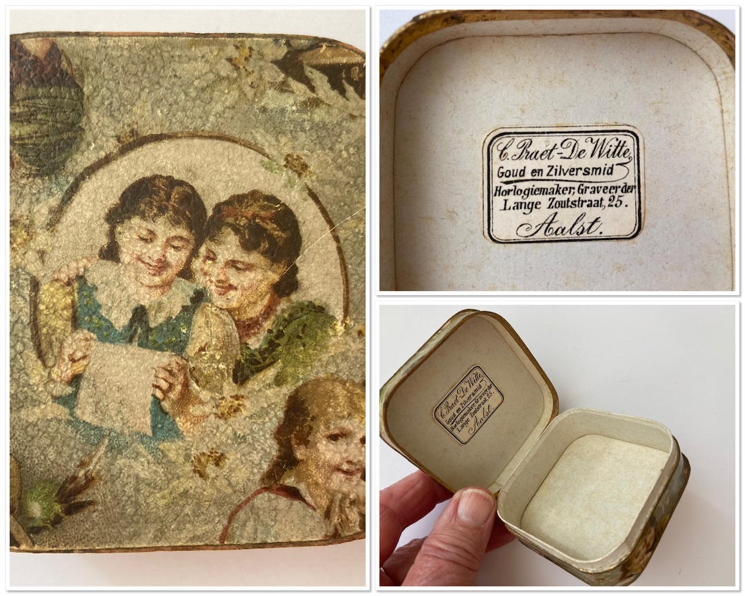 Antique Cardboard Jewelry Boxes With Lithographs, Rare Jeweler's Gift ...