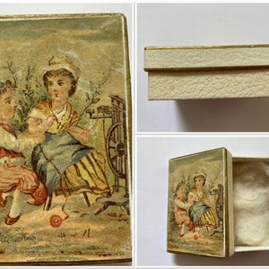 Antique Cardboard Jewelry Boxes With Lithographs of Victorian Children ...