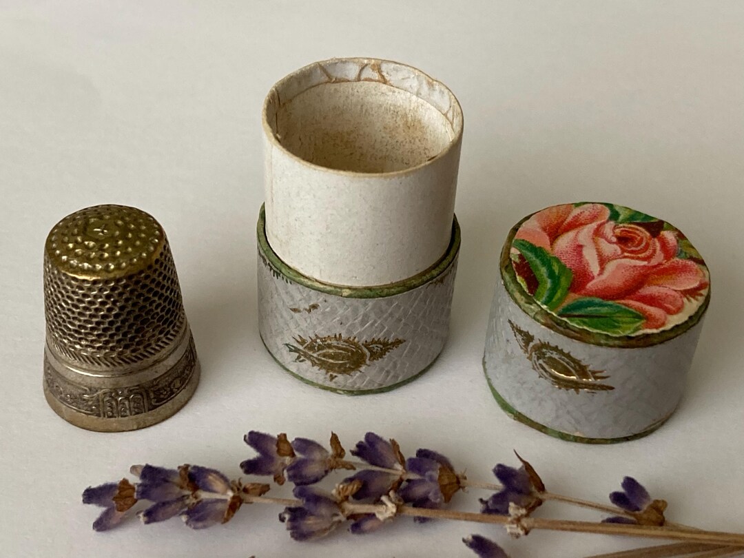 Antique Thimble in Jewelry Box, Rare Cardboard Thimble Box With ...