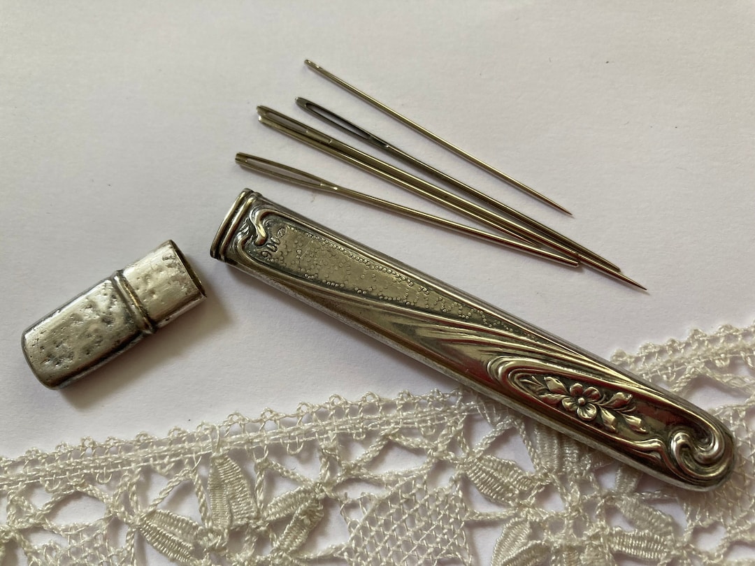 Antique Solid Silver Needle Case, Art Nouveau Design, Silver Sewing ...