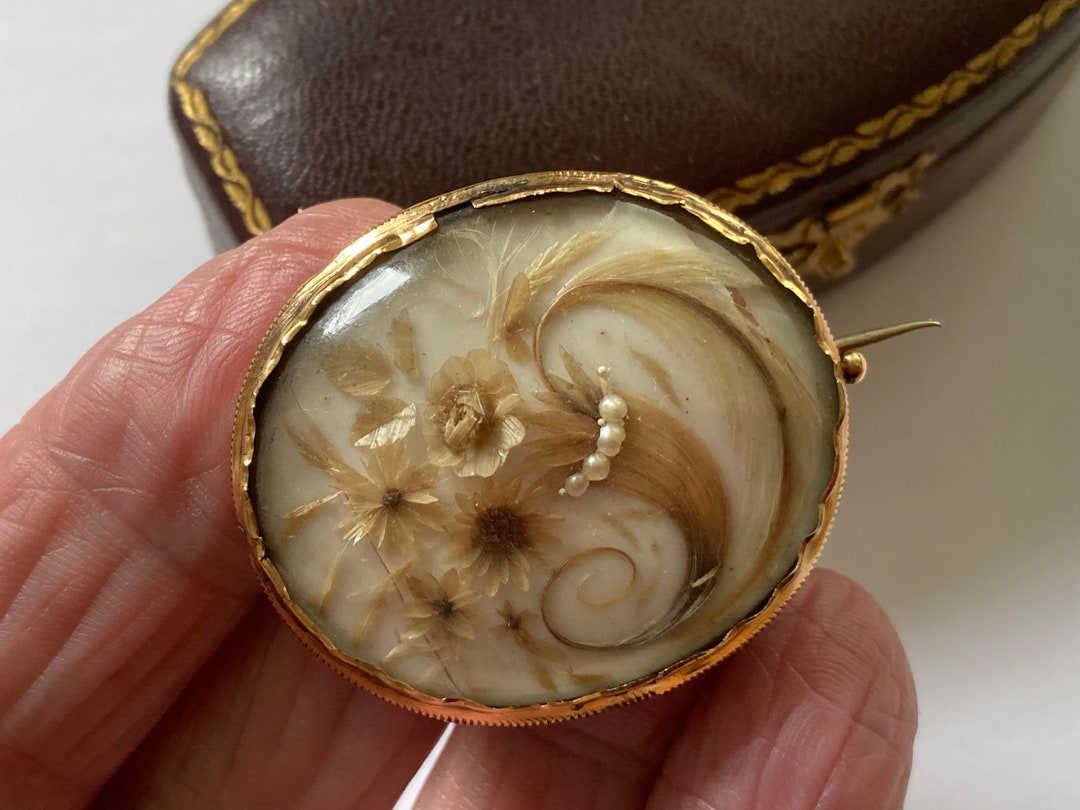 Antique Mourning Hair Art Brooch Cornucopia Hair Locket With - Etsy
