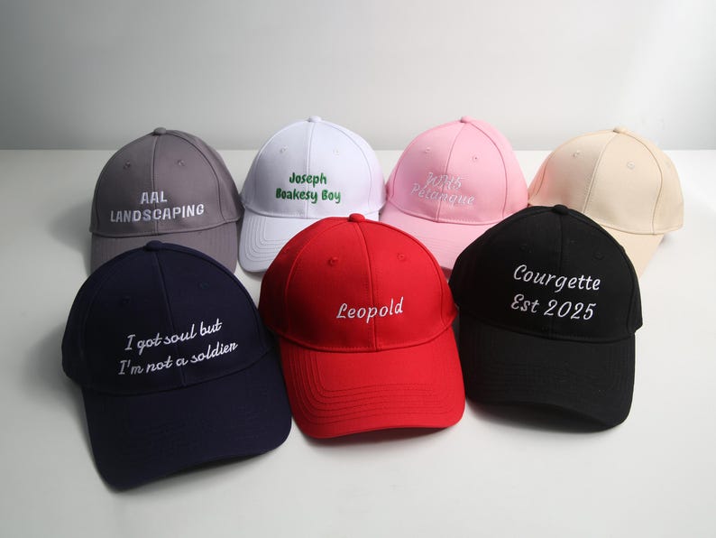 Custom Embroidered Baseball Cap, 100% Cotton Dad Hat, Personalized Text ...