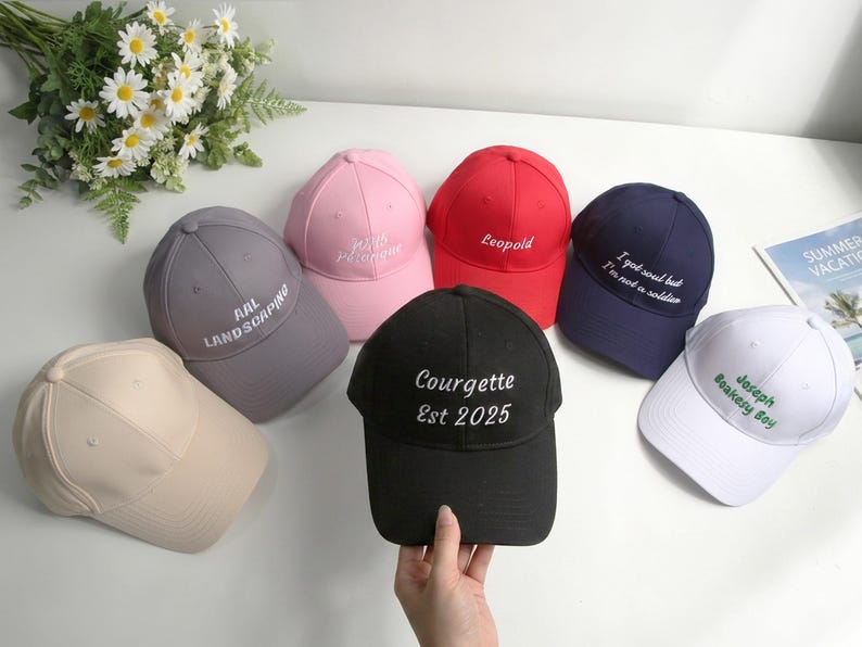 Custom Embroidered Baseball Cap, 100% Cotton Dad Hat, Personalized Text ...