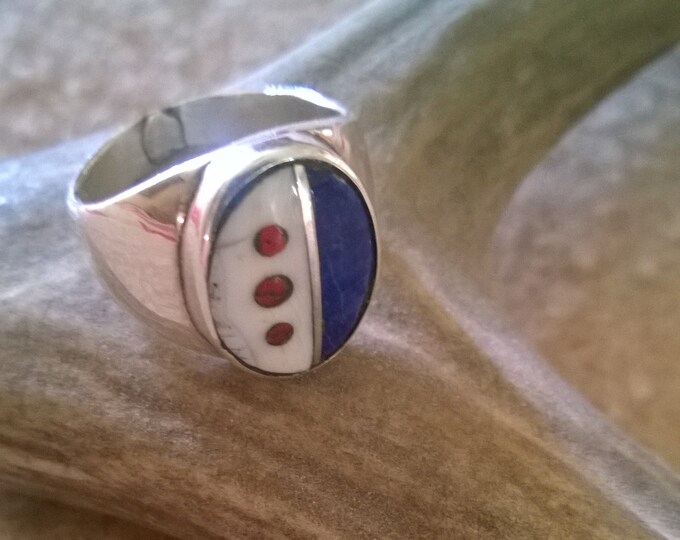 Elk Inlay Ring by Manuel Weahkee From the 1990's - Etsy