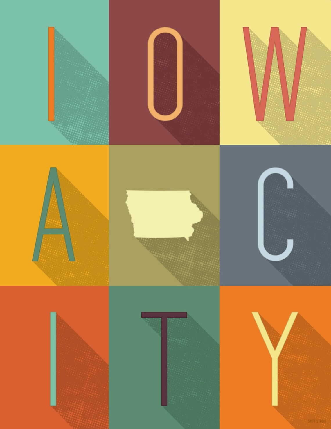 Iowa City Iowa Grid Typography Print - Etsy