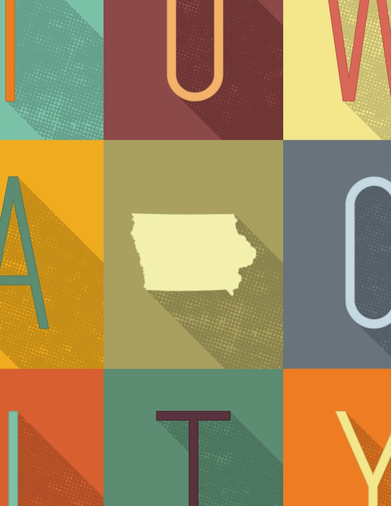 Iowa City Iowa Grid Typography Print - Etsy