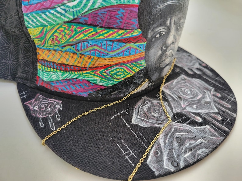 Durable Handpainted Hat Biggie Smalls Notorious B.i.g Art One-of-a-kind Fashion Custom Painted ...