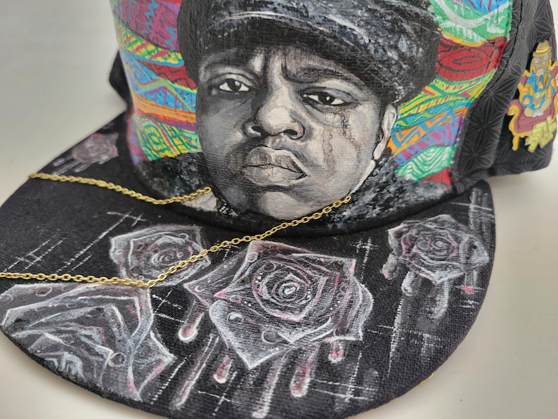 Durable Handpainted Hat Biggie Smalls Notorious B.i.g Art One-of-a-kind ...