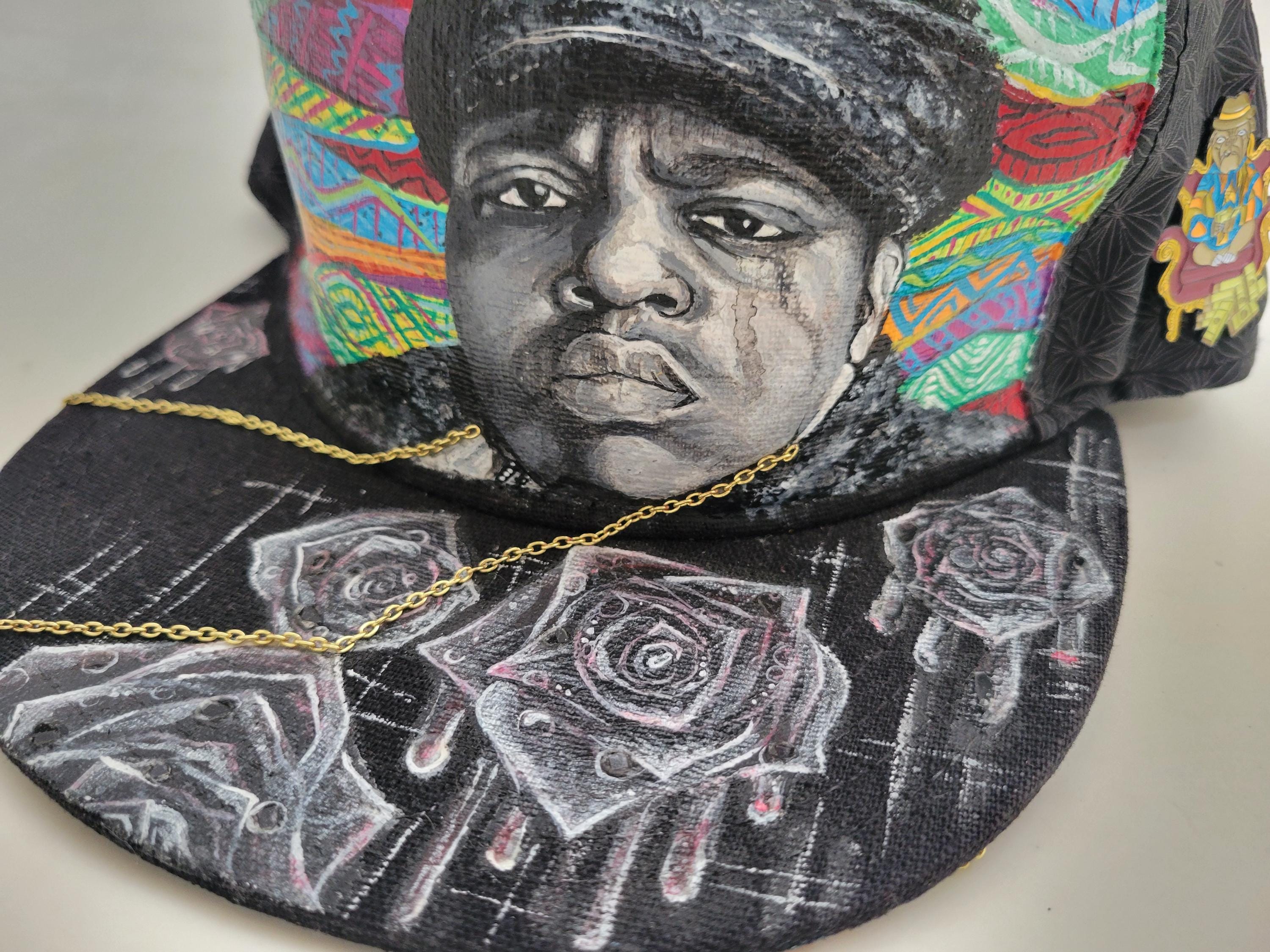 Handpainted Biggie Smalls Hat: Notorious B.I.G. Art, Custom Flatbrim - Etsy
