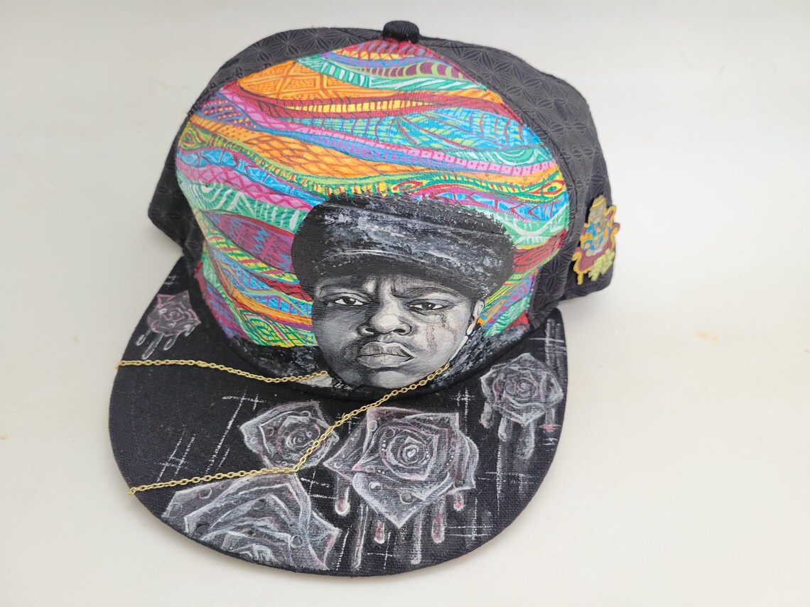 Handpainted Biggie Smalls Hat: Notorious B.I.G. Art, Custom Flatbrim - Etsy