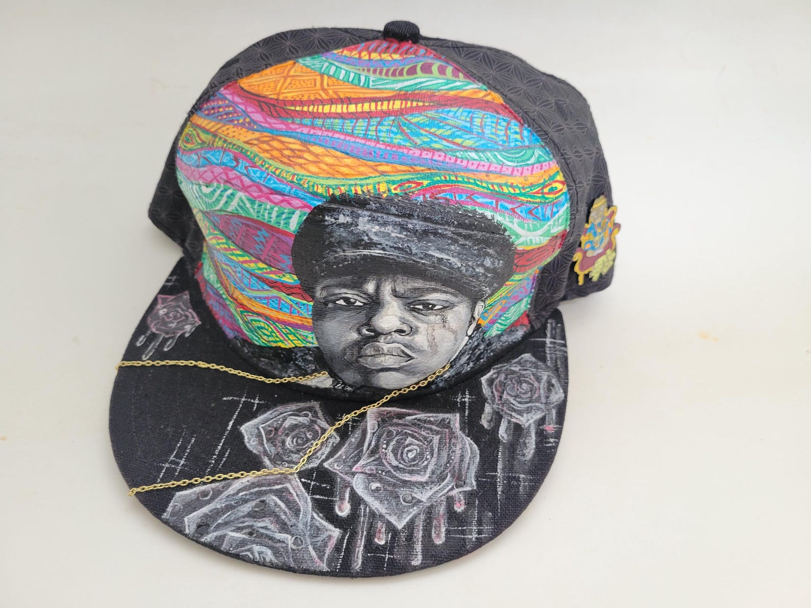 Durable Handpainted Hat Biggie Smalls Notorious B.i.g Art One-of-a-kind Fashion Custom Painted ...