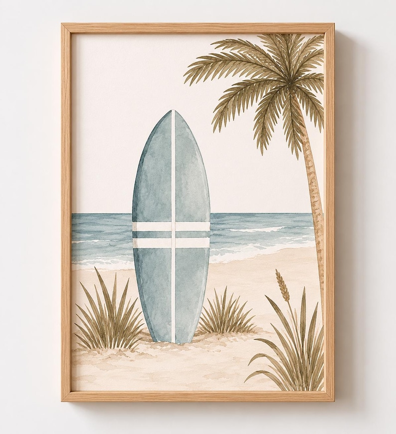 Ocean Nursery Prints | Surfboard, Turtle, Whale Wall Art (digital ...