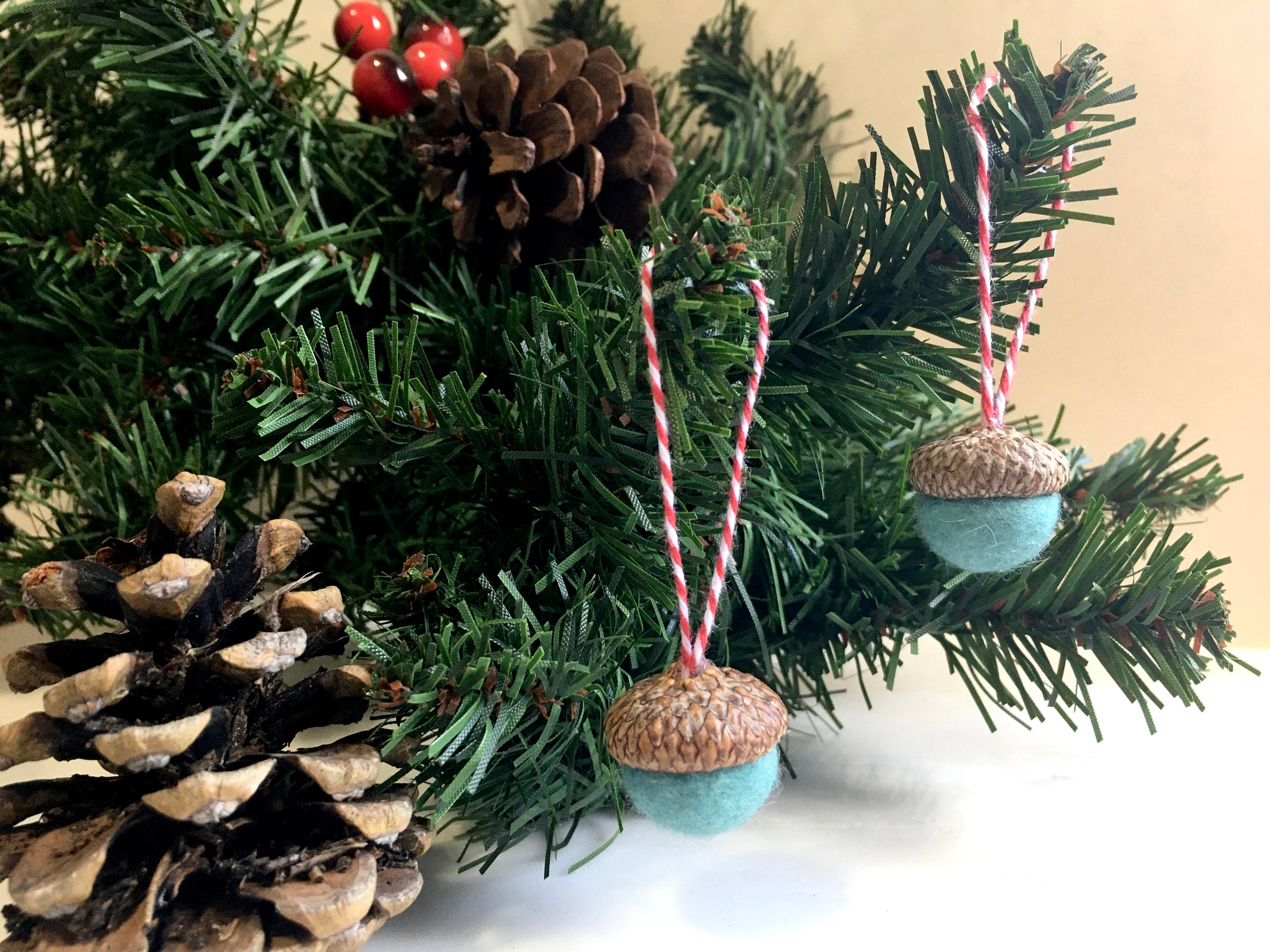 Christmas Acorn Ornaments Felted Acorns Holiday Decor | Etsy
