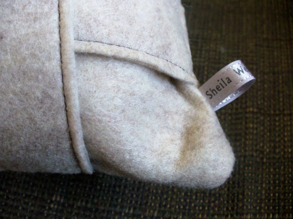 Beige Wool Felt Pillow Wool Felt Pillow Handmade Modern - Etsy