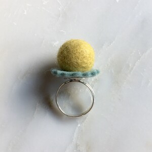 Wool Felt Ball and Silver Statement Ring, Essential Oil Diffuser Ring, Cocktail Ring - Etsy