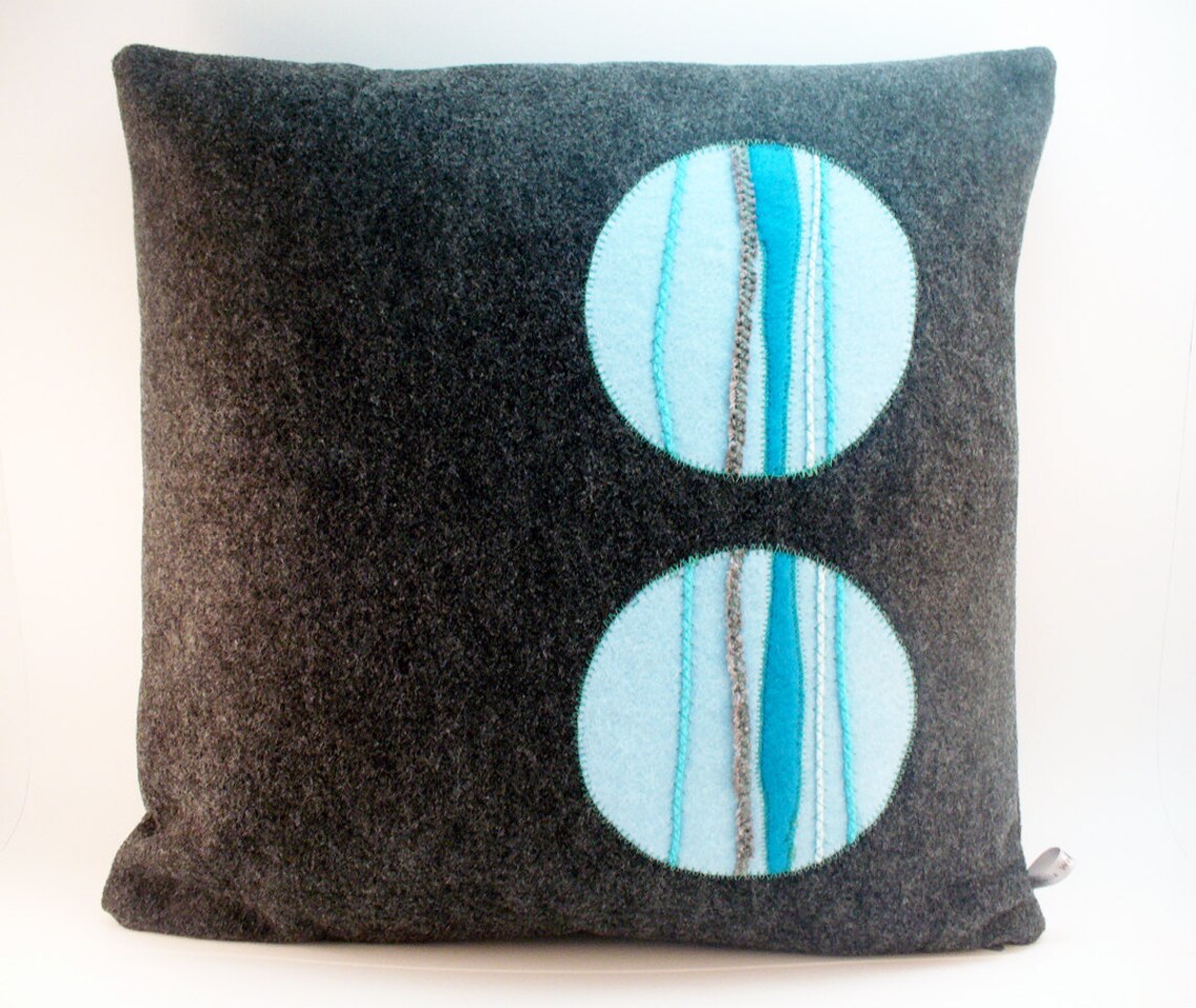 Dark Gray Pillow Modern Home Decor Modern Pillow Wool Felt | Etsy