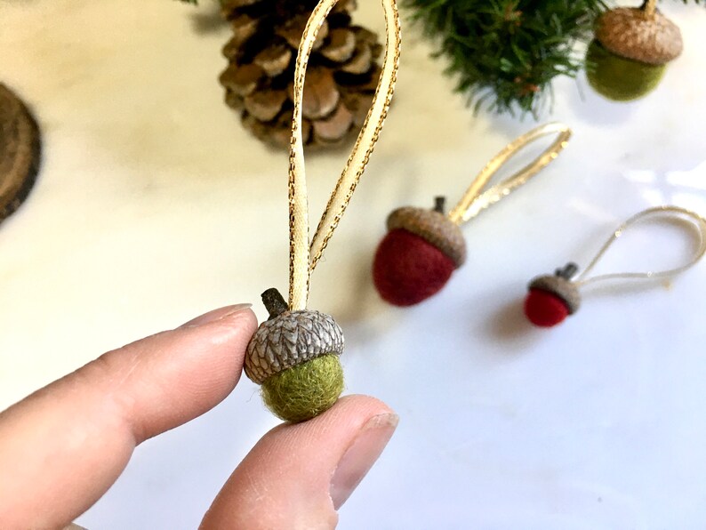 Christmas Acorn Ornaments Felted Acorns Large and Small | Etsy