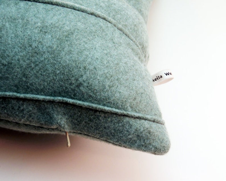 Light Blue Wool Felt Pillow: Modern Wavy Ribbed Home Decor Handmade - Etsy