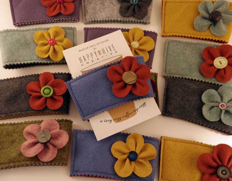 Wool Felt Coffee Cozy Reusable Coffee Sleeve Wool Felt | Etsy