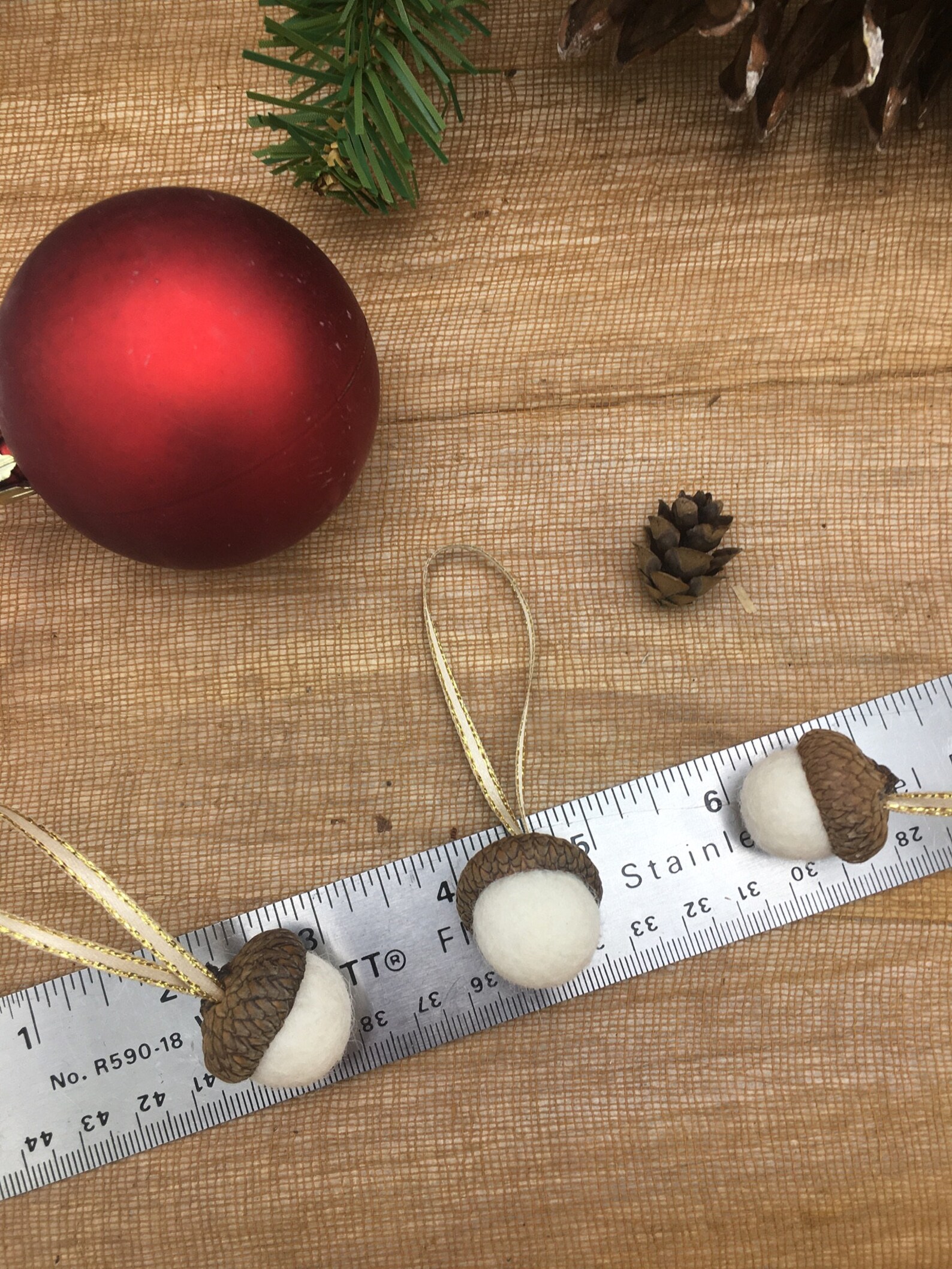 Felted Christmas Acorn Ornaments: Winter White, Handmade - Etsy